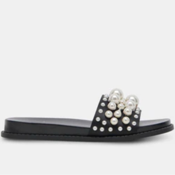 Dolce Vita | Shoes | Dolce Vita Elegant Black Pearl Embellished Slides ...